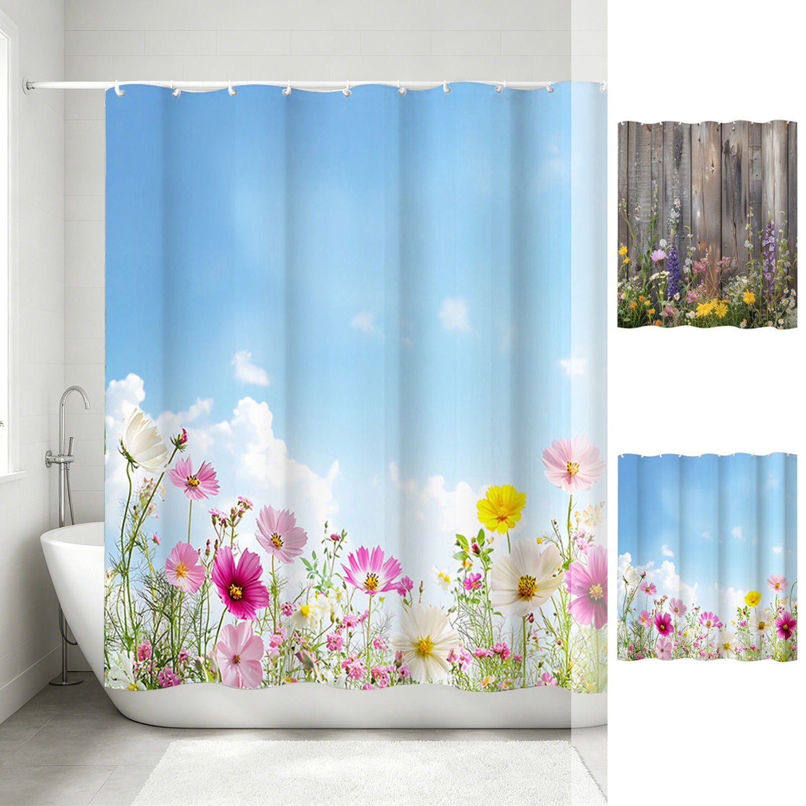 AOMXGD Shower Curtain Floral Patterns Printed Decoration Partition ...