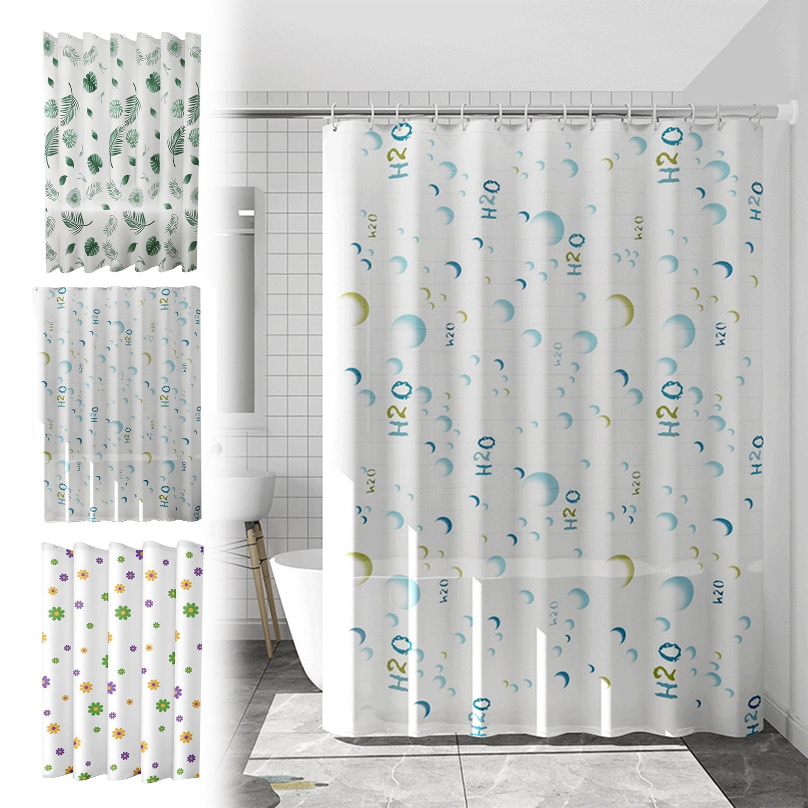 AOMXGD Small Floral Print Shower Curtain, Waterproof And Mildews Proof ...