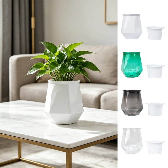 AOMXGD Transparent Plastics Diamond Shaped Pot Set, Perfects For Lazy ...
