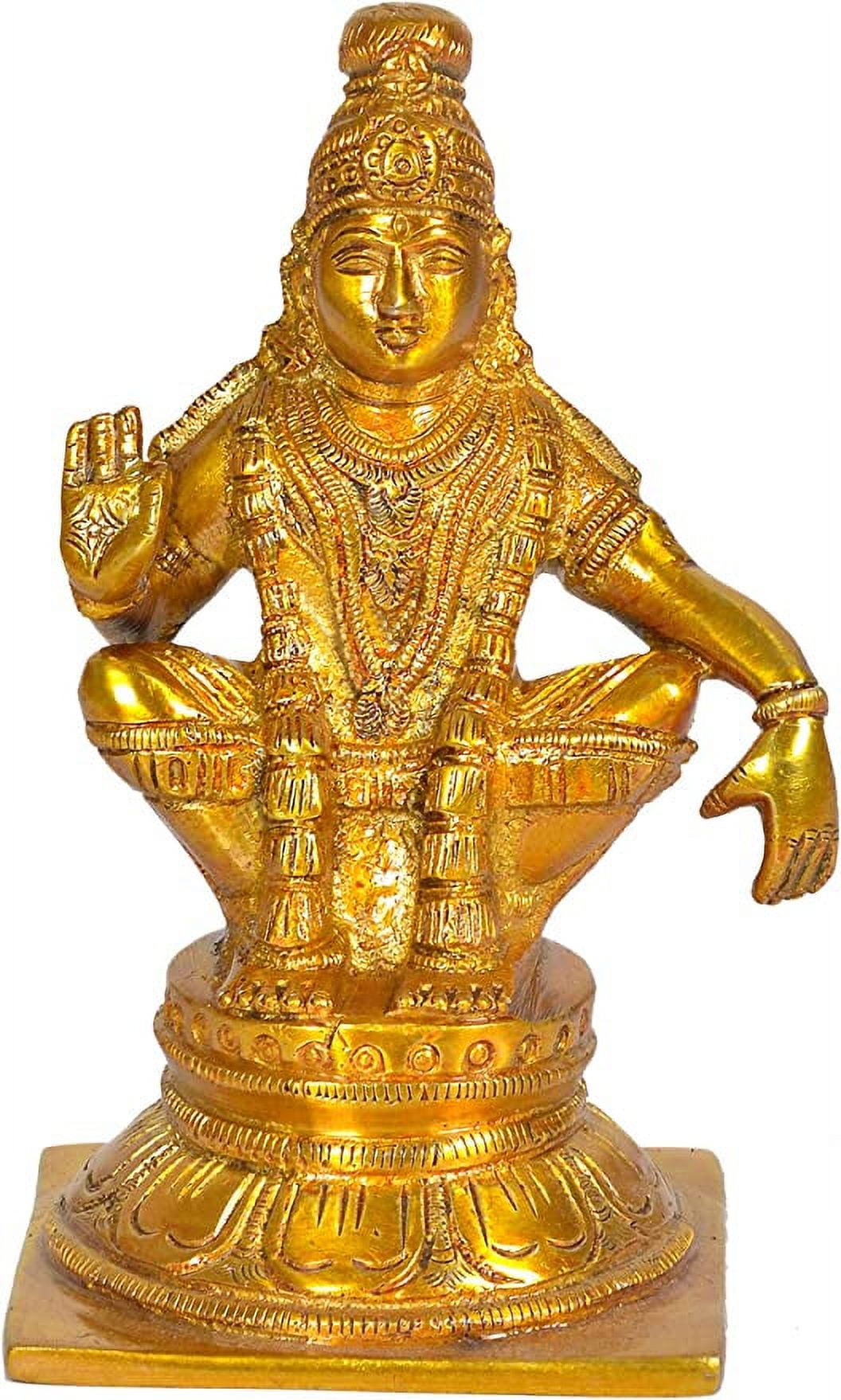 AONA Brass Seated Lord Ayyappan fine Brass Statue Idol, Height : 5 inch ...