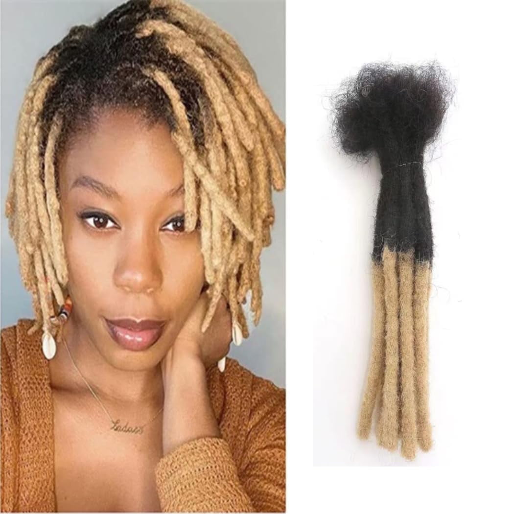 AONKIA Human Hair Dreadlock Extensions,0.8cm width 8 Inch 30 Roots Loc ...