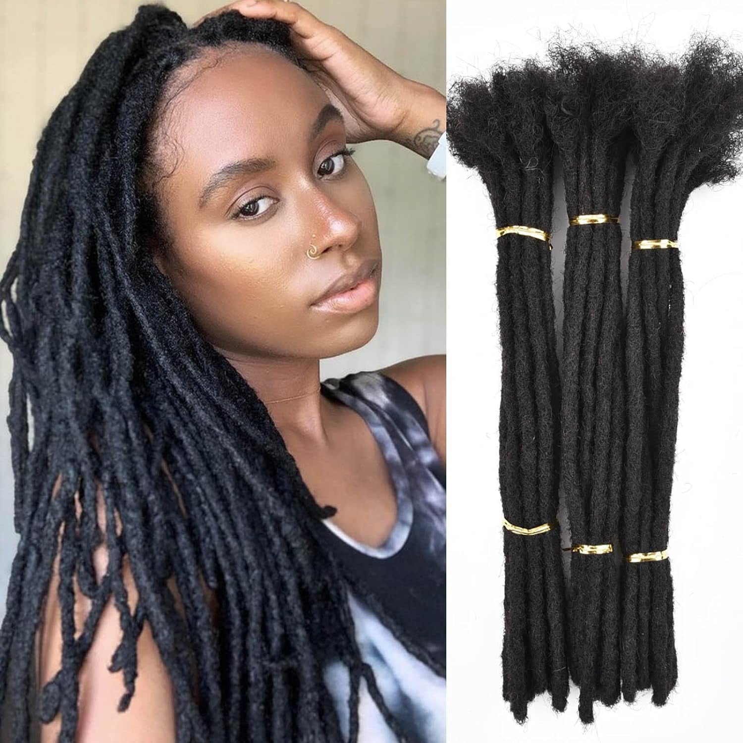 AONKIA Loc Extensions Human Hair 30 strands, 4 Inch 0.8cm Width Human ...