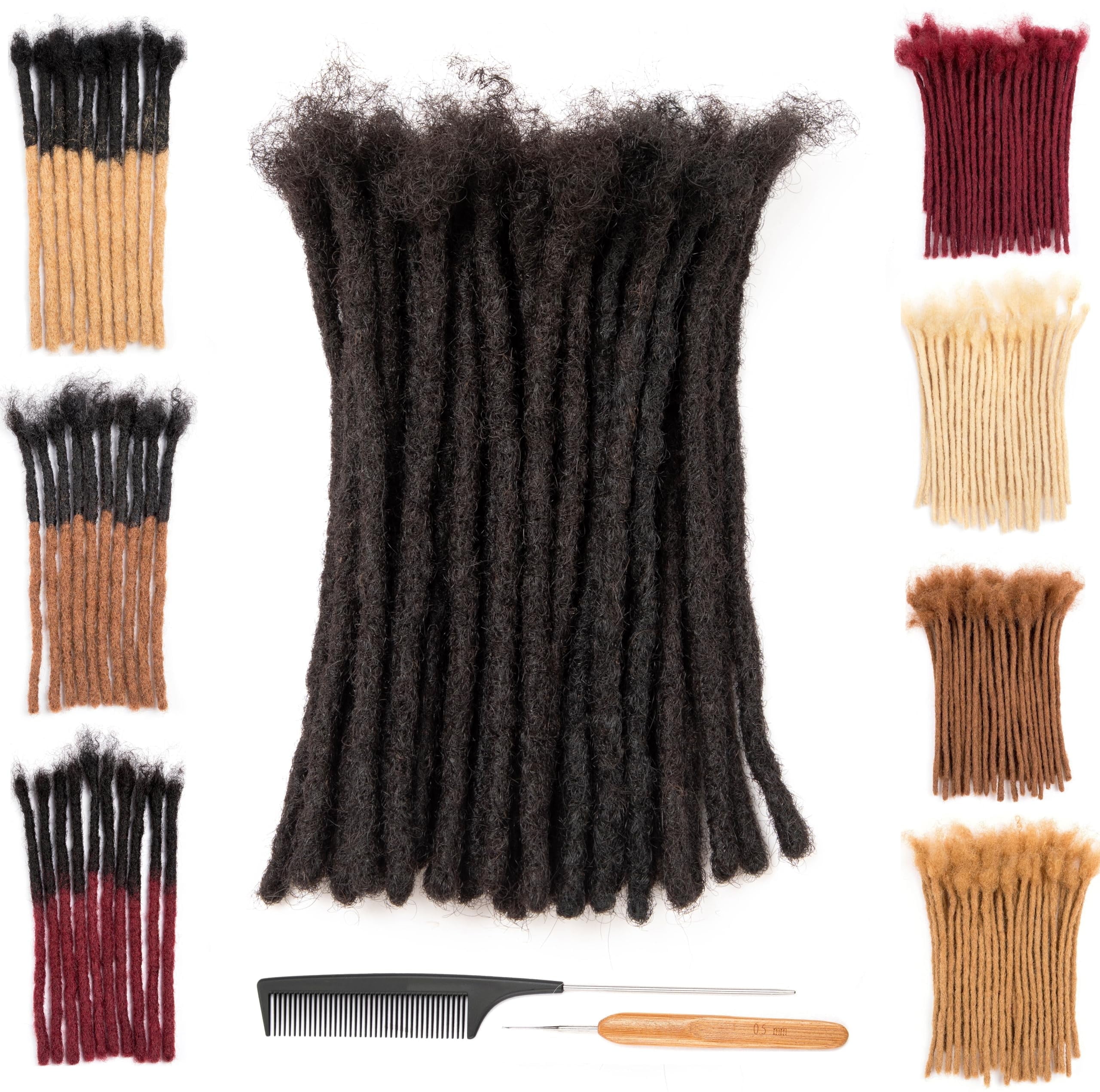 AONKIA Loc Extensions Human Hair for Men/Women 20 Strands 4Inch 100% ...