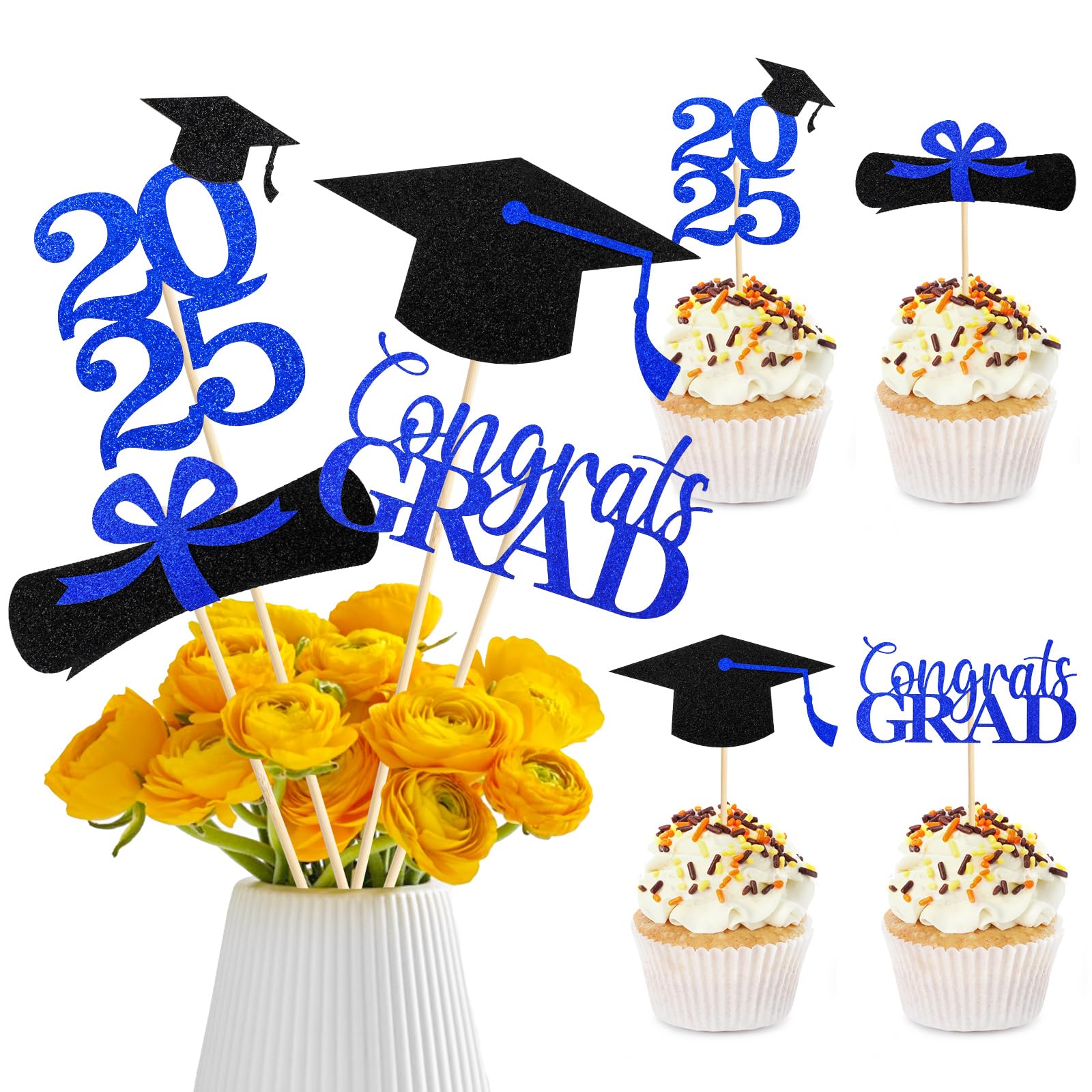 AONSOULE 40PCS Graduation Decorations IFF17 2025 Set - 24 Toppers & 16 ...