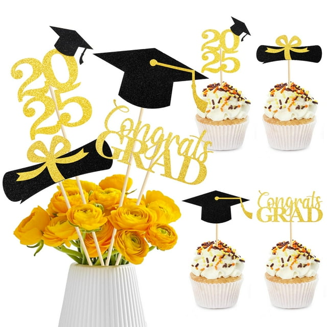 AONSOULE Graduation DecorationsITSC 2025, 24 PCS Graduation Cupcake ...