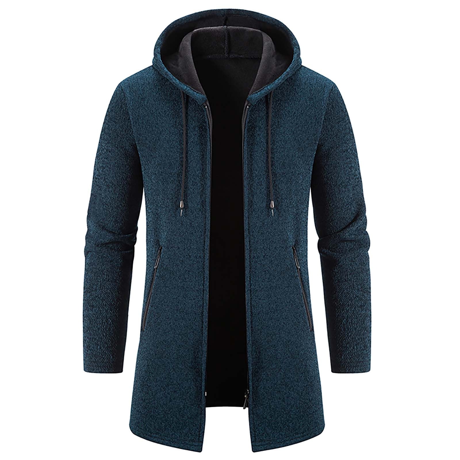 AOOCHASLIY 2023 Men Fall Coat Men's Fashion and Winter Plaid Hooded ...