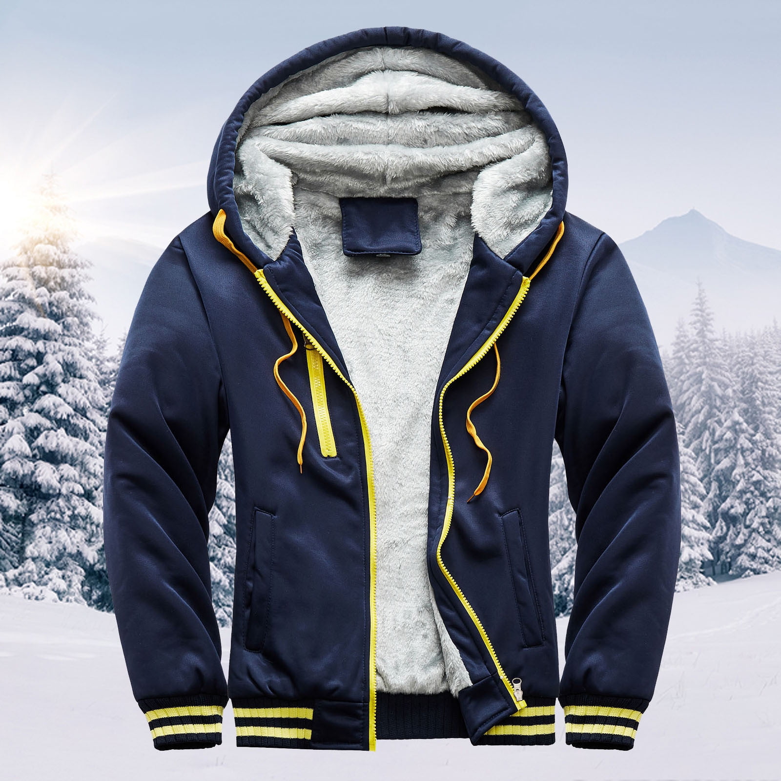 AOOCHASLIY 2023 Men Fall Coat Mens Hoodie Winter Warm Villus Zipper ...