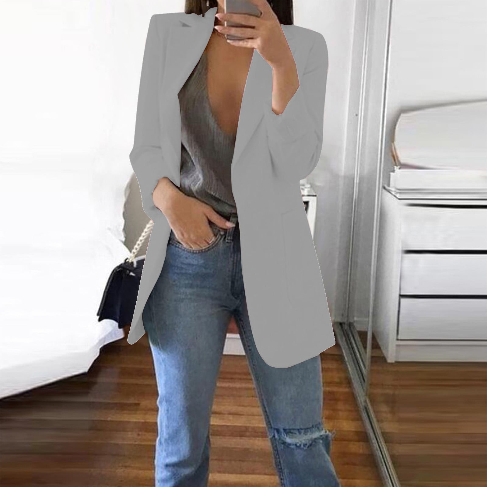 AOOCHASLIY 2023 Women Tops Women Blazers Windproof Coat Trench Coat ...