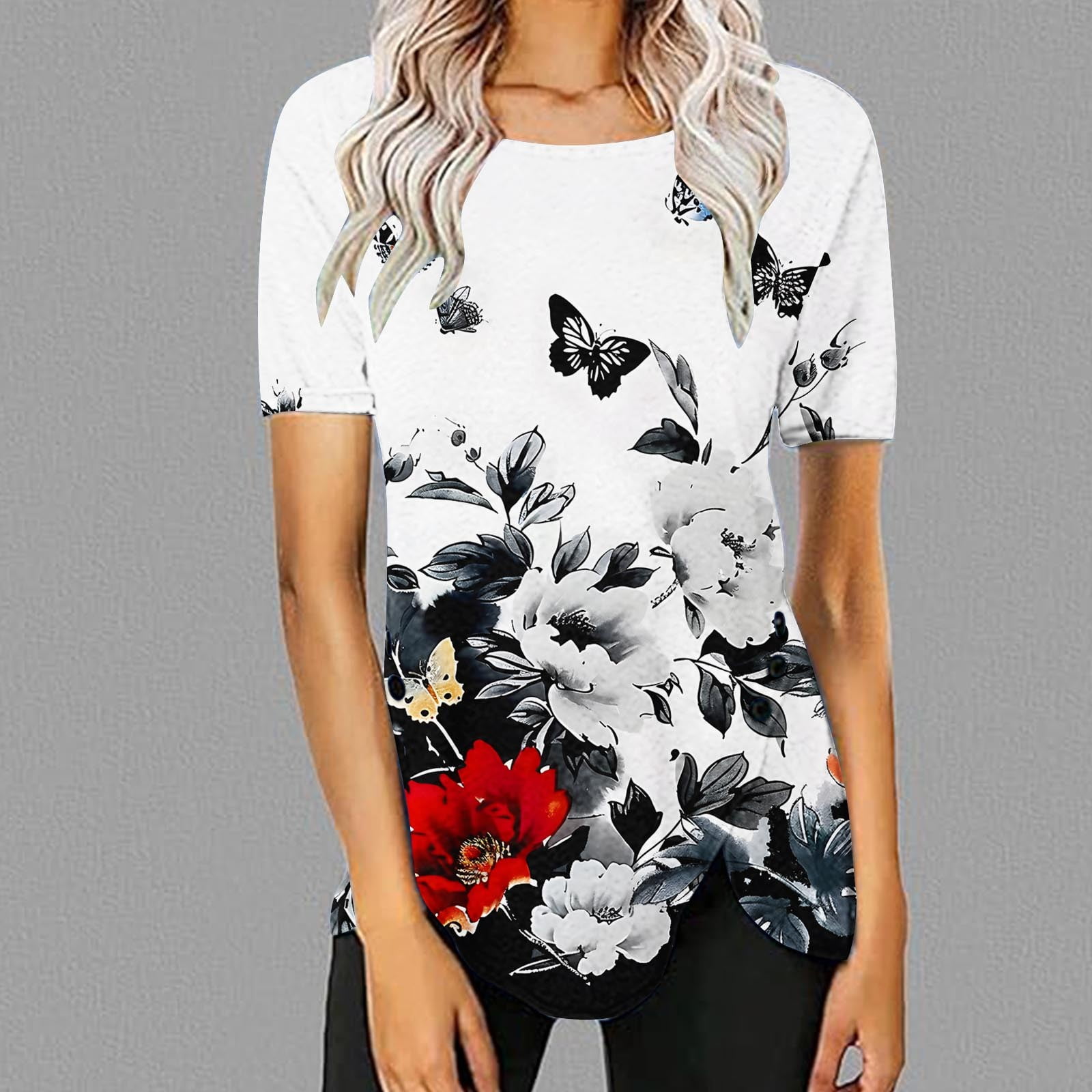 AOOCHASLIY Back to School Clearaces Women's Elegant Full Scenic Flowers ...