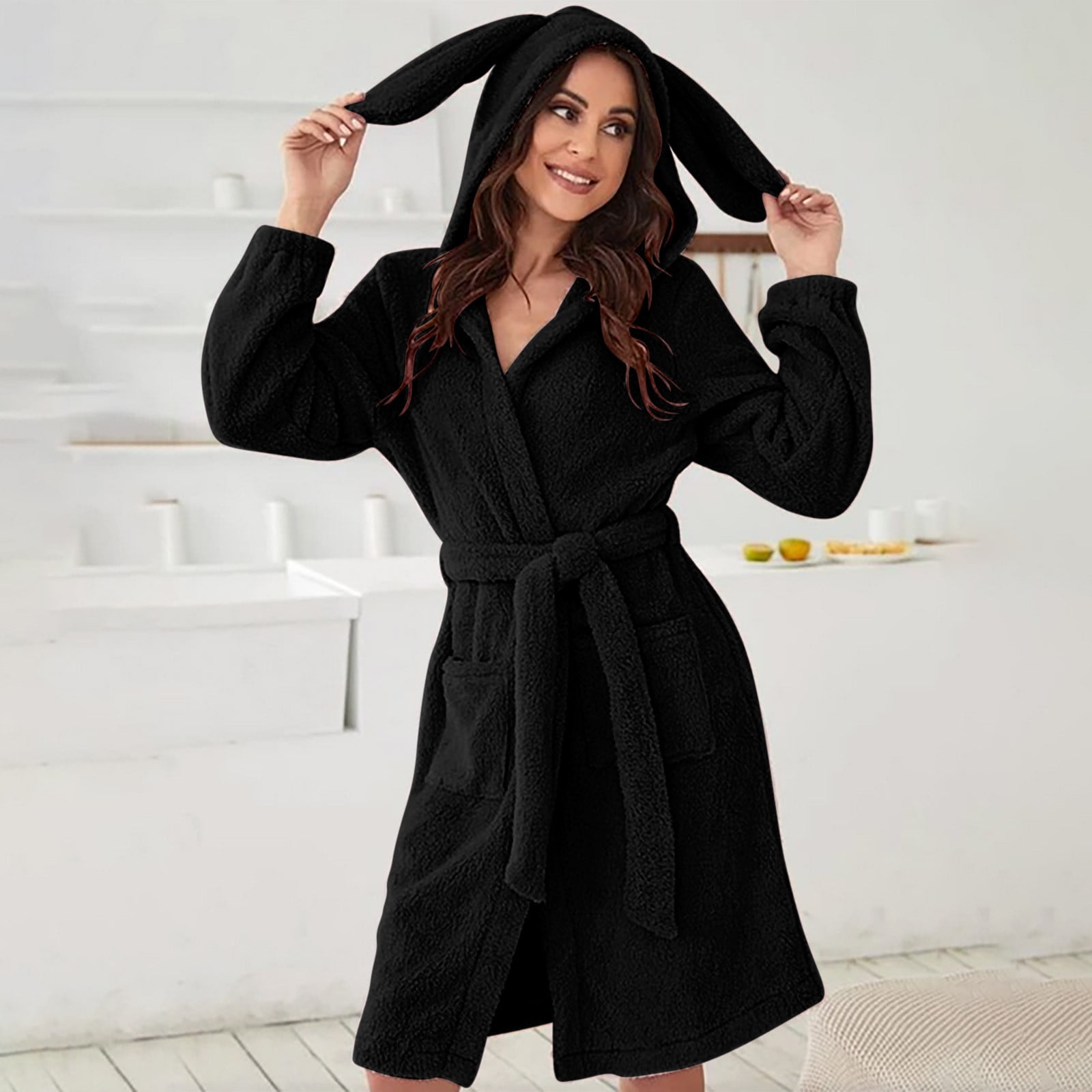 AOOCHASLIY Bath Robes for Women Ladies Plush Robes Winter Lengthened ...
