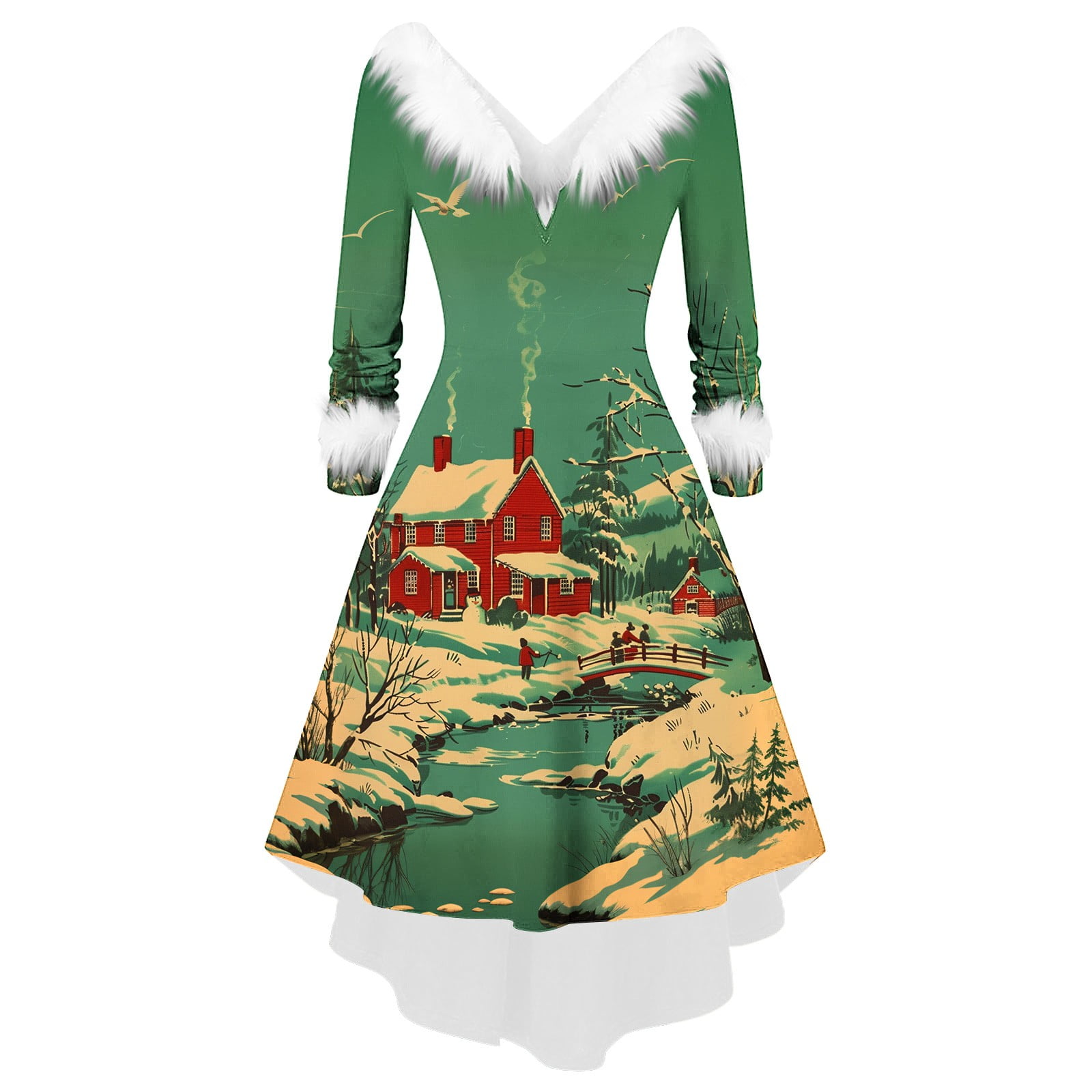 AOOCHASLIY Christmas Costumes for Women Plus Size Dress Solid Long ...