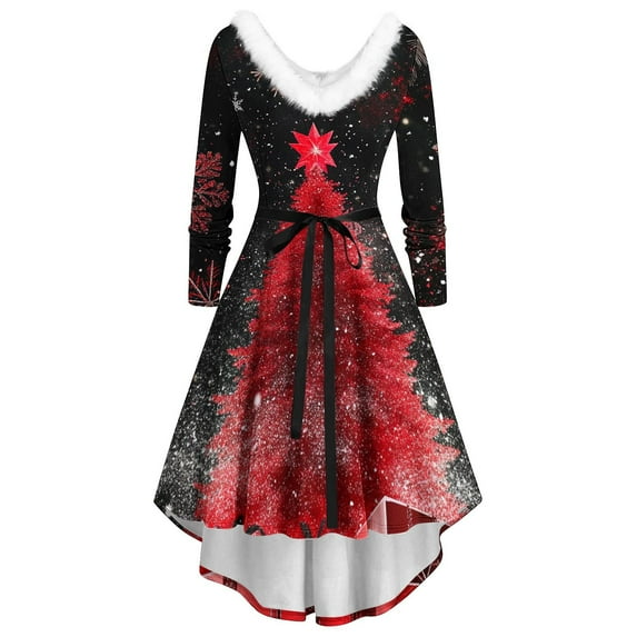 AOOCHASLIY Christmas Costumes for Women Plus Size Dress Solid Long ...