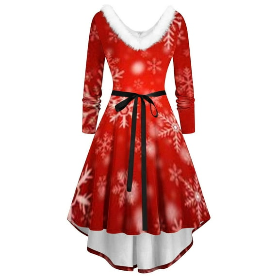 AOOCHASLIY Christmas Costumes for Women Plus Size Dress Solid Long ...