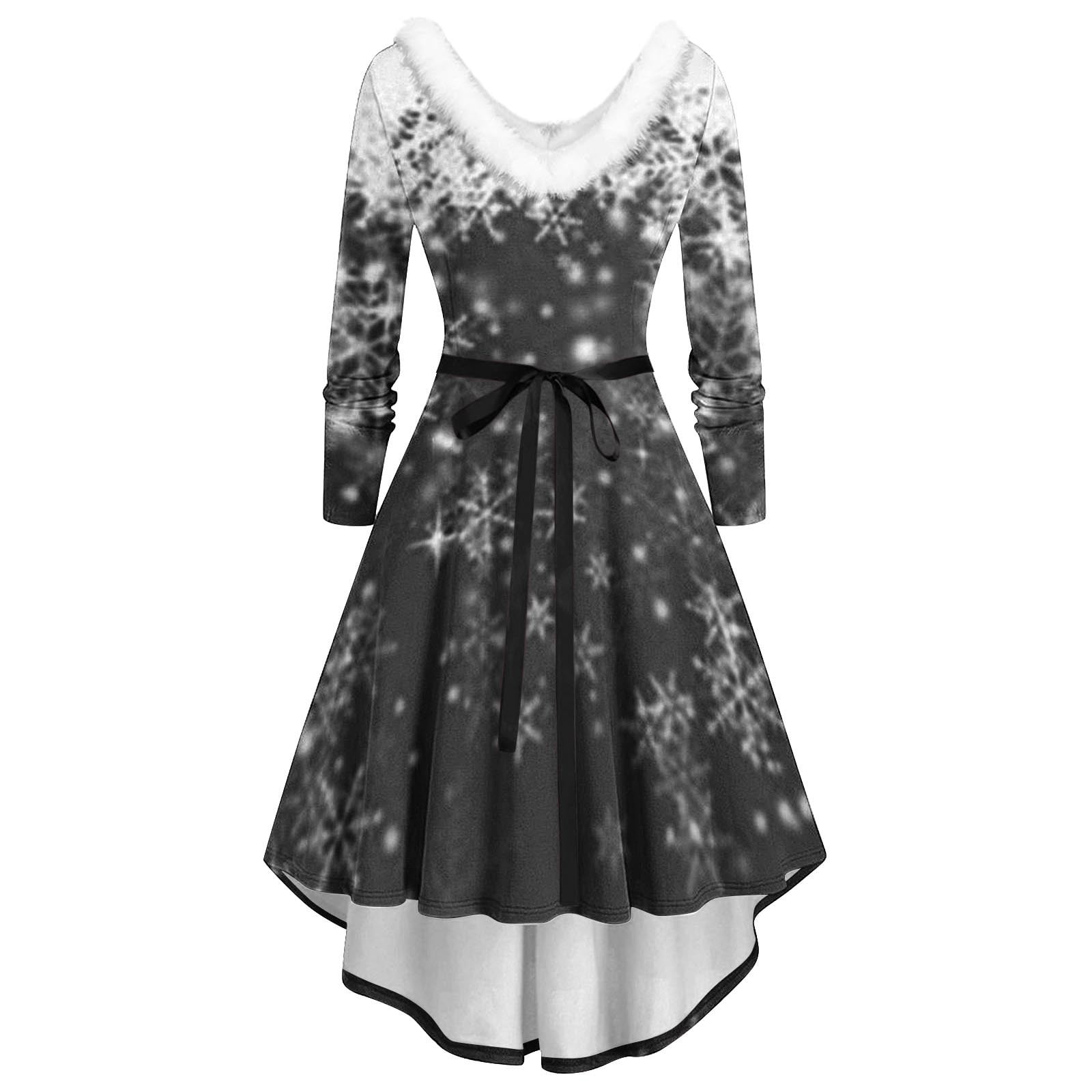 AOOCHASLIY Christmas Costumes for Women Plus Size Dress Solid Long ...