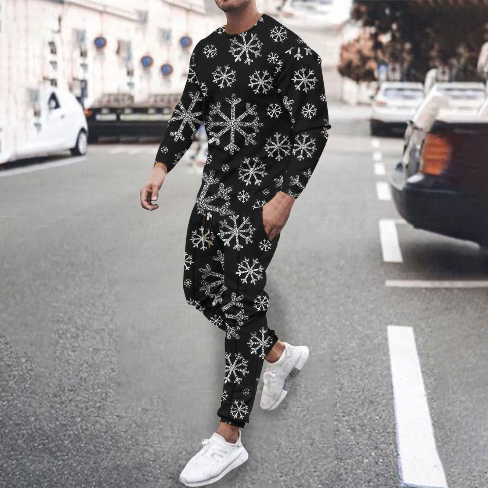 AOOCHASLIY Men Suit Casual Solid Fashion Round Neck Pullover Sports ...