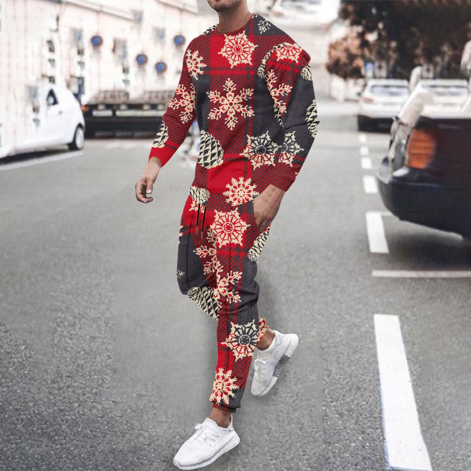 AOOCHASLIY Men Suit Casual Solid Fashion Round Neck Pullover Sports ...