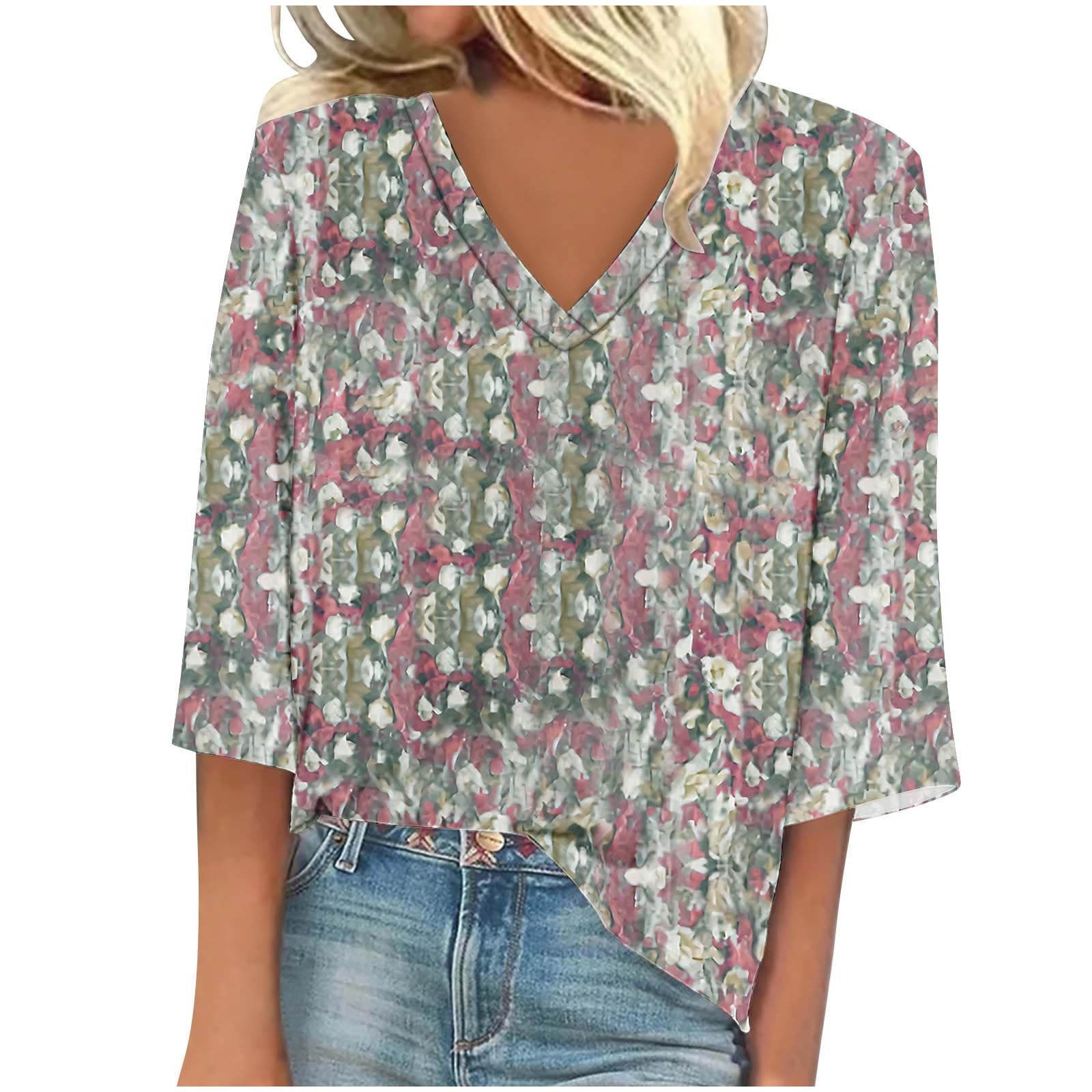 AOOCHASLIY Summer Clothess Trendy Women Tops Summer V Neck Women Long ...