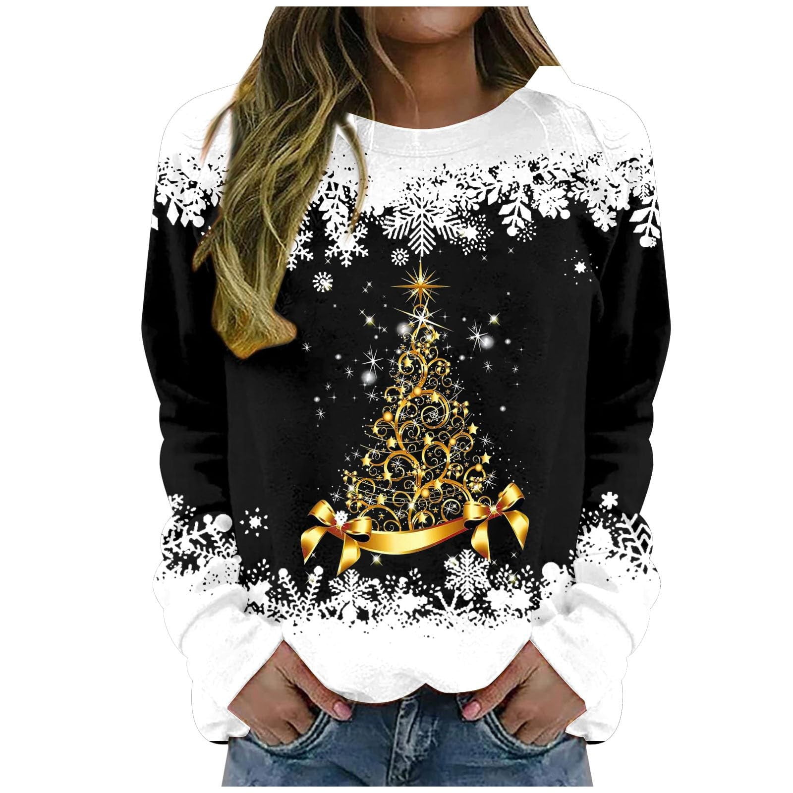 AOOCHASLIY Fall Winter Christmas Sweatshirt Women Merry and Bright ...