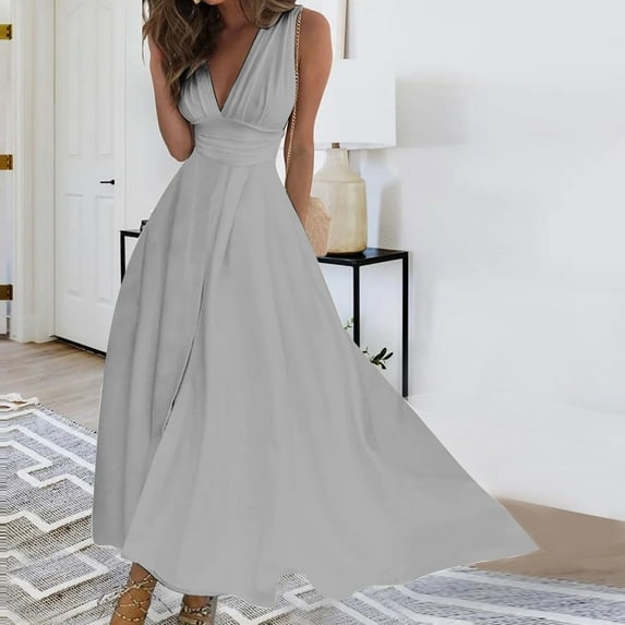 AOOCHASLIY Ladies Dress Clothes Women Spring/Summer Sleeveless Solid ...