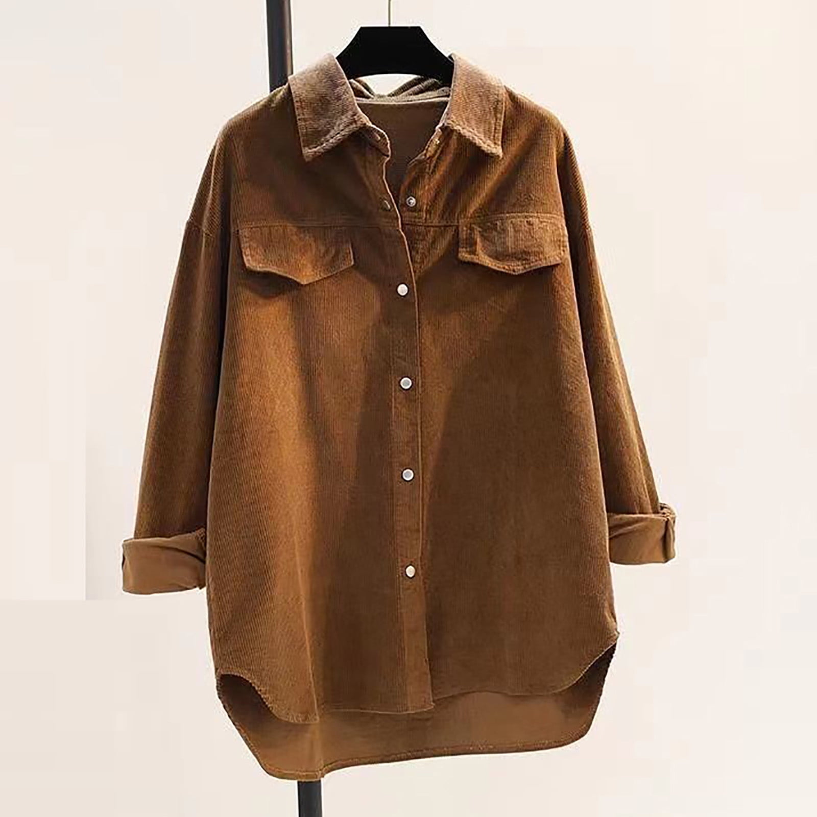 AOOCHASLIY Ladies Fall Blouse Clearance Womens Long Sleeve Corduroy ...