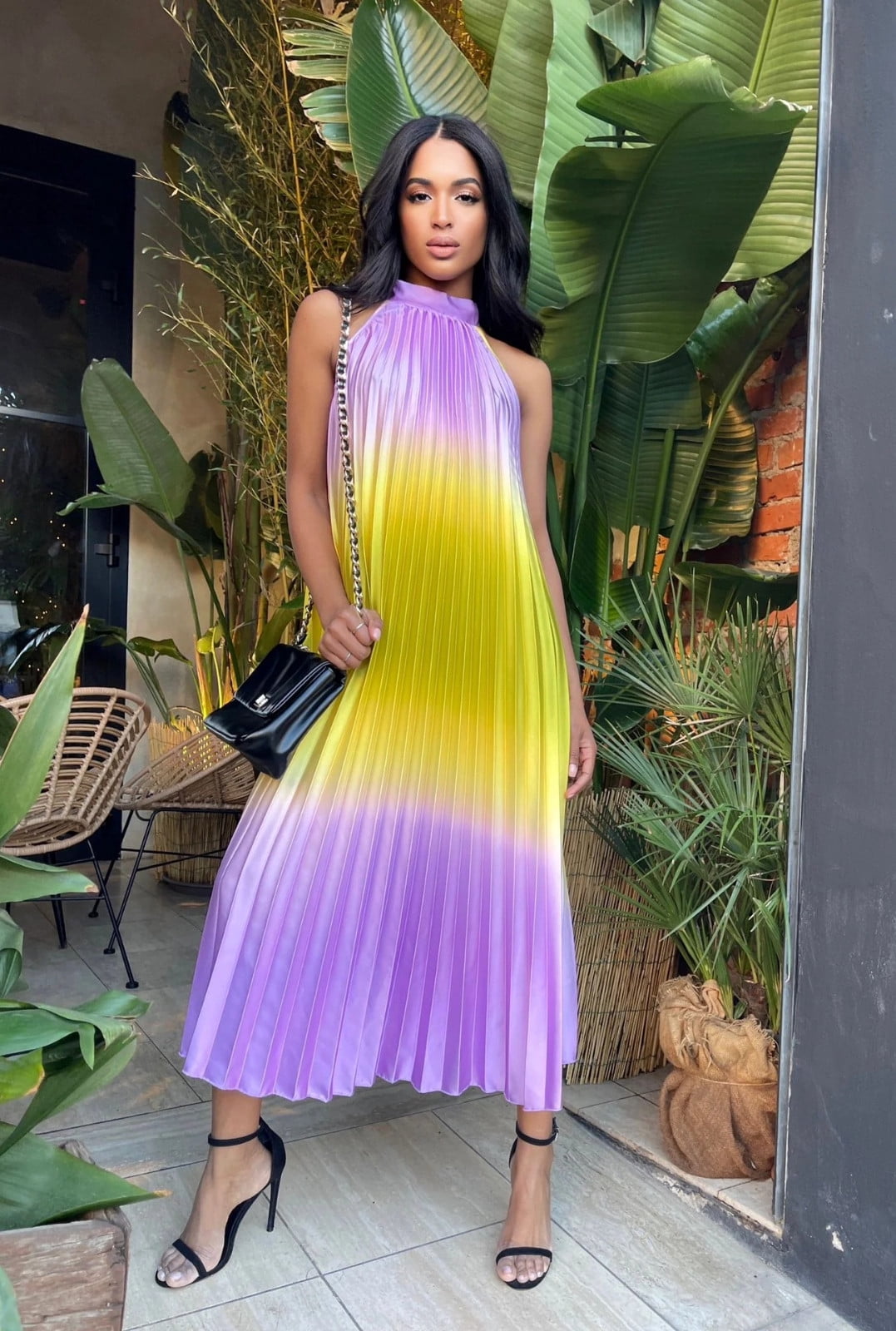 AOOCHASLIY Miss Dress Fall Women Sleeveless Round Neck Dual Color Soft ...