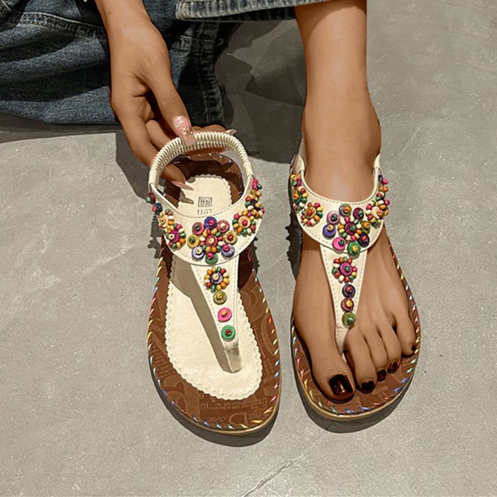 AOOCHASLIY Sandals Bohemian Sandals Women's Summer Casual Shoes With ...