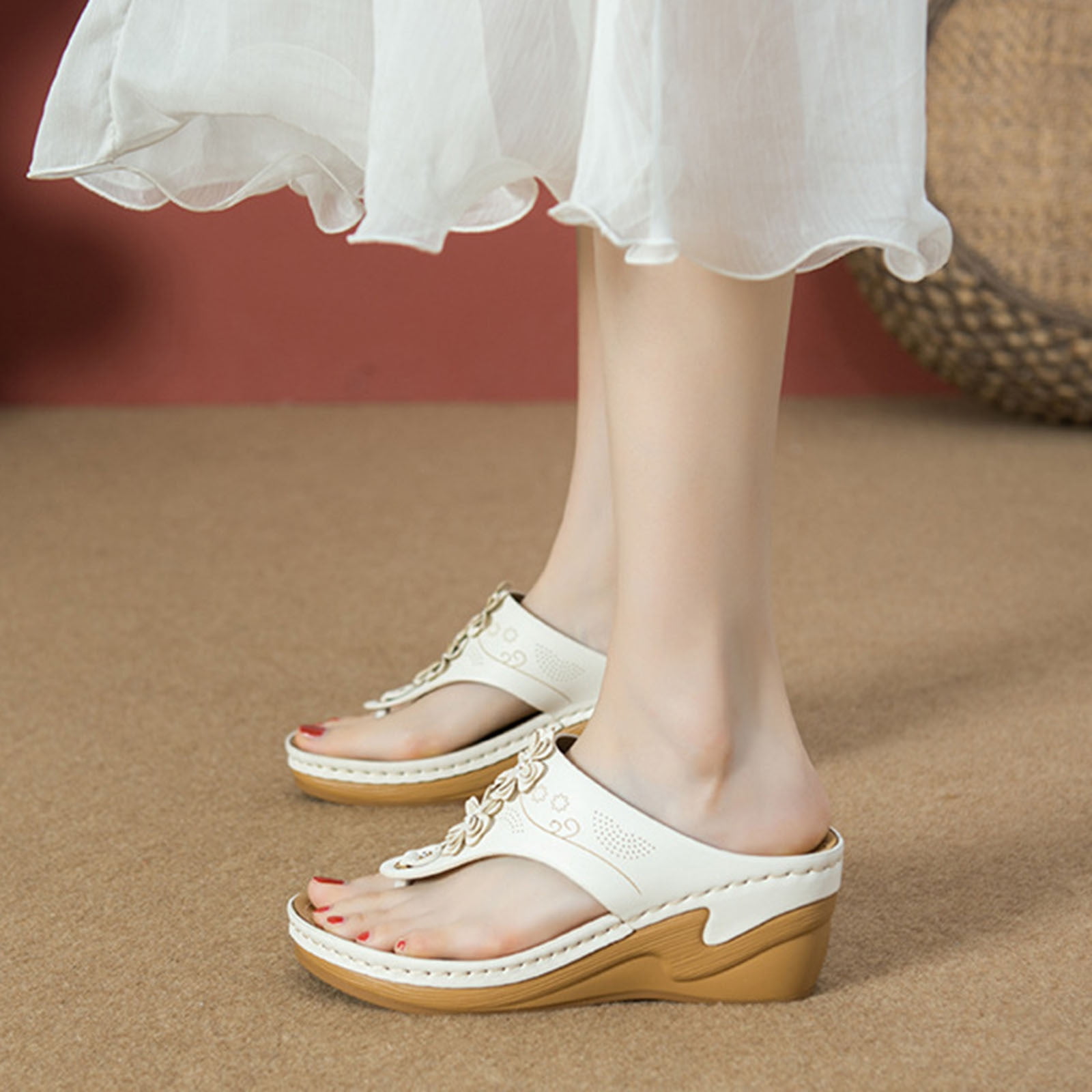 AOOCHASLIY Sandals Women's Summer Casual Comfort Flower Lunge Sandals ...