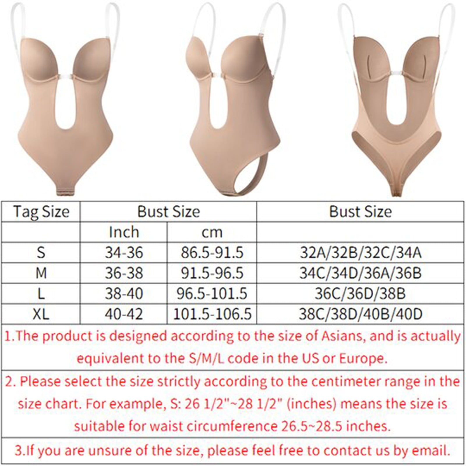 AOOCHASLIY Shapewear for Women Women Plunging Sexy Solid Tight-Fitting Body Waist Deep V Neck ...