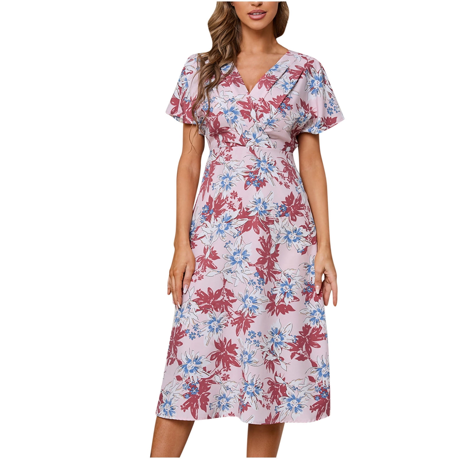 AOOCHASLIY Sun Dresses for Women Clothes Beach Trendy Casual Print ...