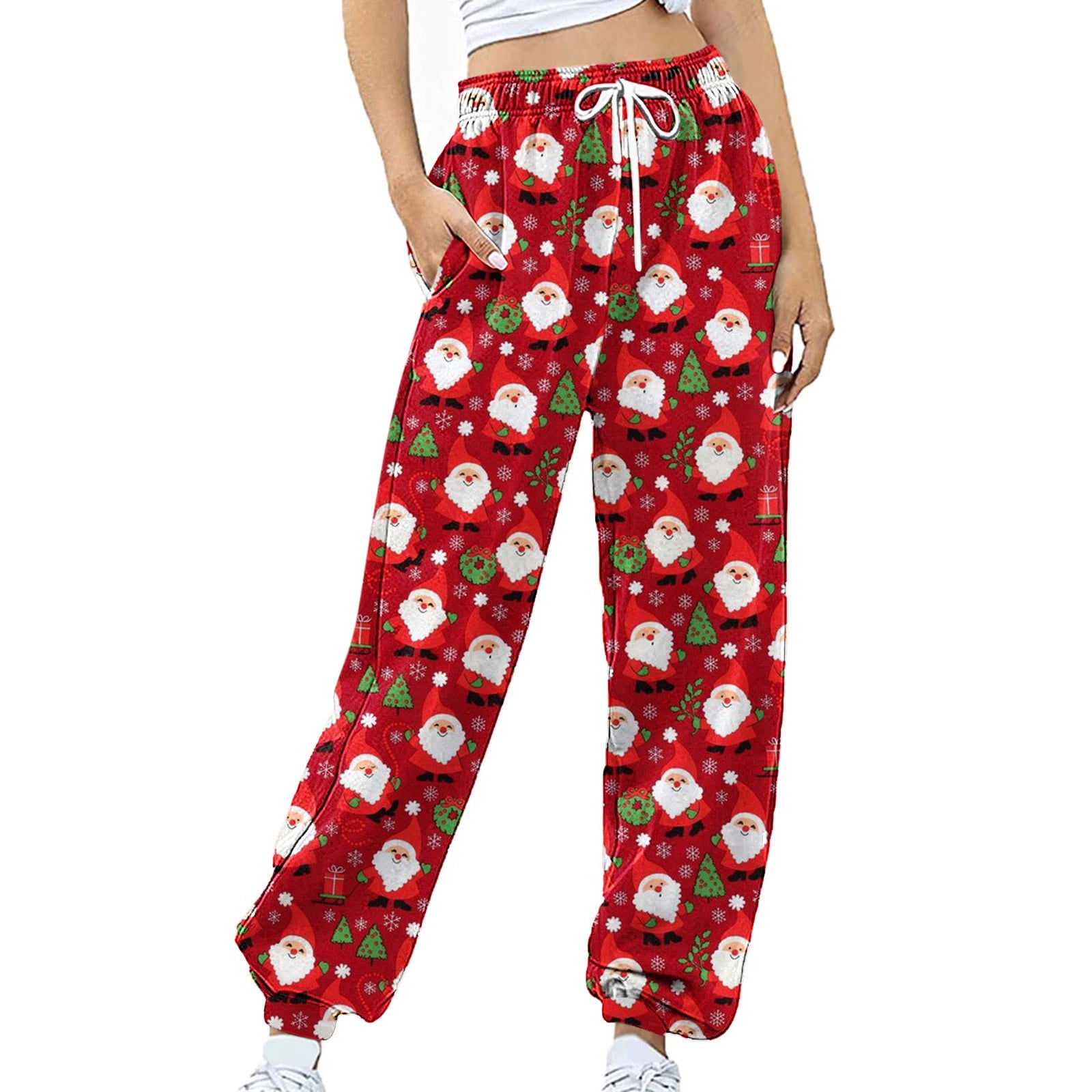 AOOCHASLIY Women Christmas Pants Women's Christmas Printed Pants ...