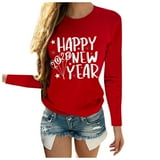AOOCHASLIY Women Happy New Year Day Tops Party Fireworks Confetti ...