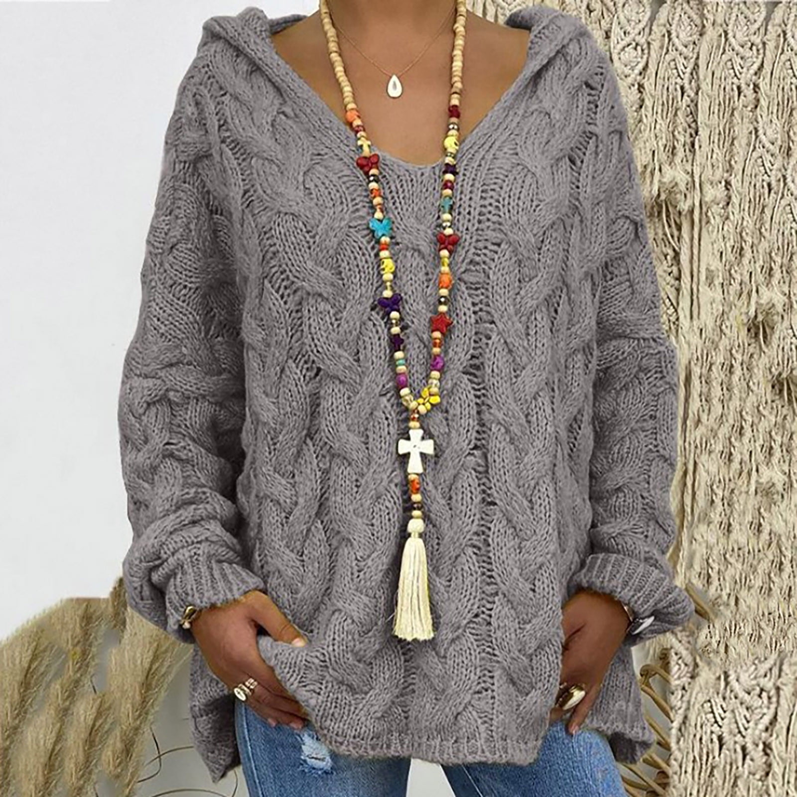 AOOCHASLIY Women Sweater Clothes Womens Fashion Loose Long Sleeves ...