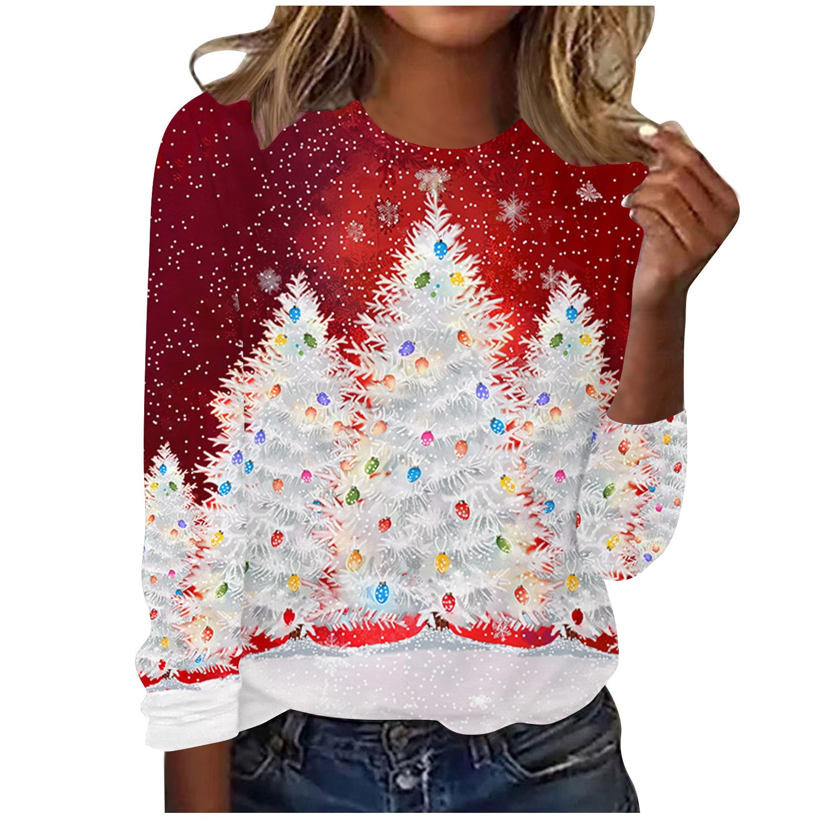 AOOCHASLIY Women's Christmas Day Blouse Fashion Women Casual Long ...