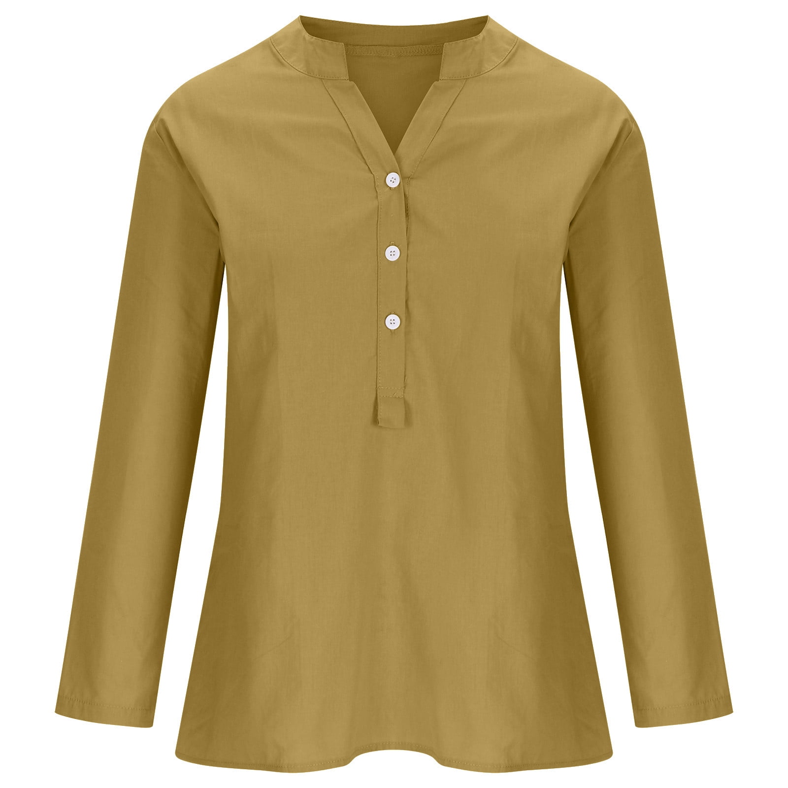 AOOCHASLIY Women’s Linen Cotton Loose Fit Button-Down Tunic Shirt ...
