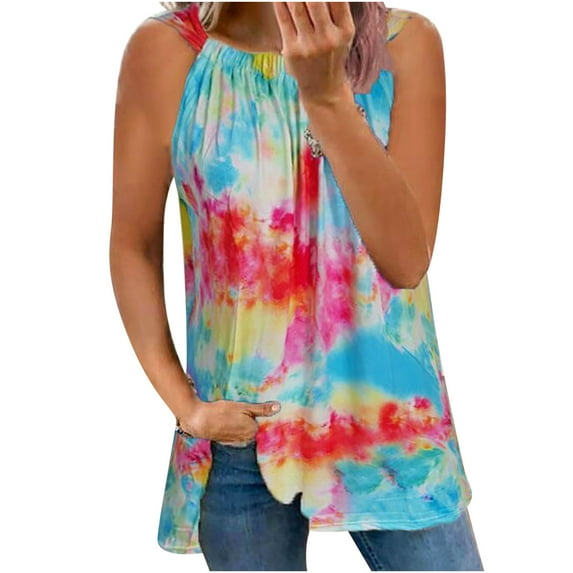 AOOCHASLIY Womens Plus Tops Clothes Women's O-Neck Loose Zipper Tank ...