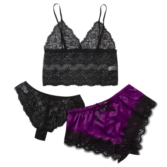 AOOCHASLIY Womens Underwear V-Neck Eyelash Stain Camisole Pajamas ...