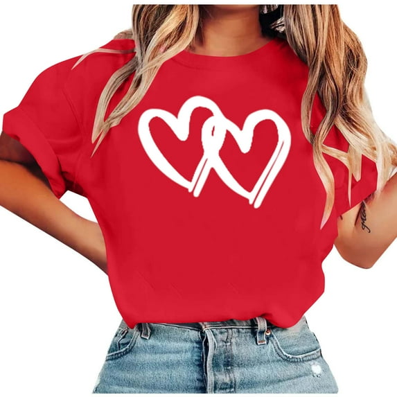 AOOCHASLY Valentine's Day Women's Tops, Fashion Women's Heart Print ...