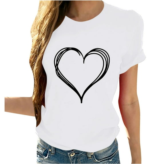 AOOCHASLY Valentine's Day Women's Tops, Fashion Women's Heart Print ...