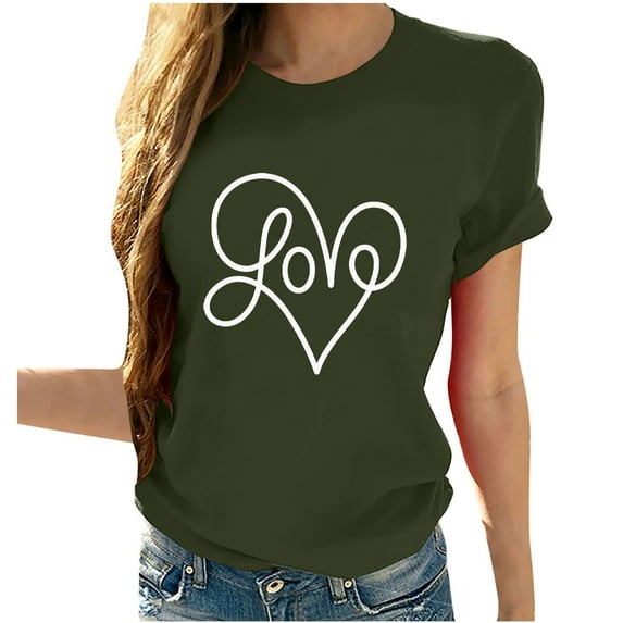 AOOCHASLY Valentine's Day Women's Tops, Fashion Women's Heart Print ...