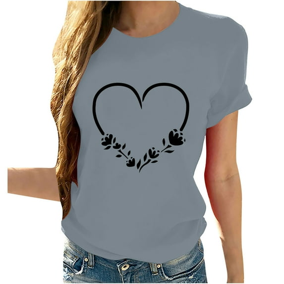AOOCHASLY Valentine's Day Women's Tops, Fashion Women's Heart Print ...