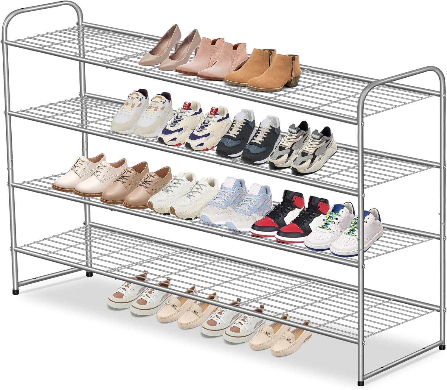 AOODA Long 4 Tier Shoe Rack for Closet Metal Wide Shoe Storage ...