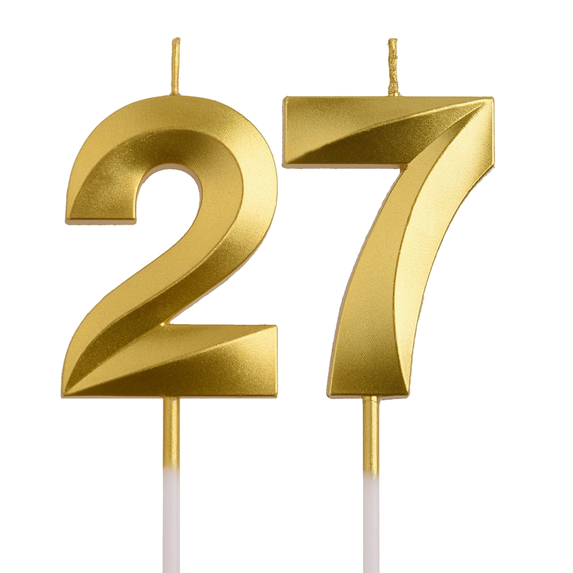 AOOLADA 27th 72nd Birthday Candles, Gold 72 27 Year Old Number Birthday ...