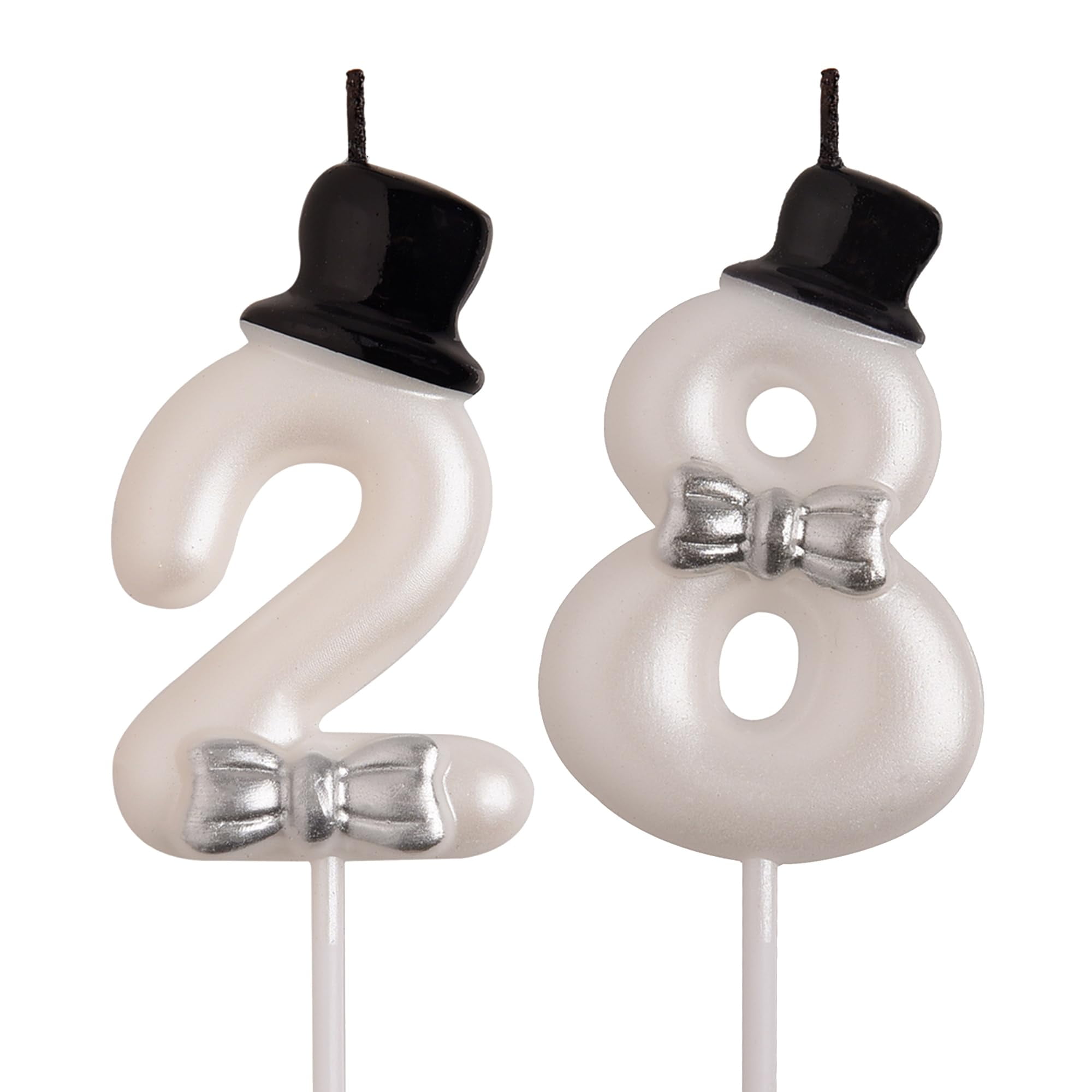 AOOLADA 28th 82nd Birthday Candles, White 82 28 Year Old Cake Topper ...