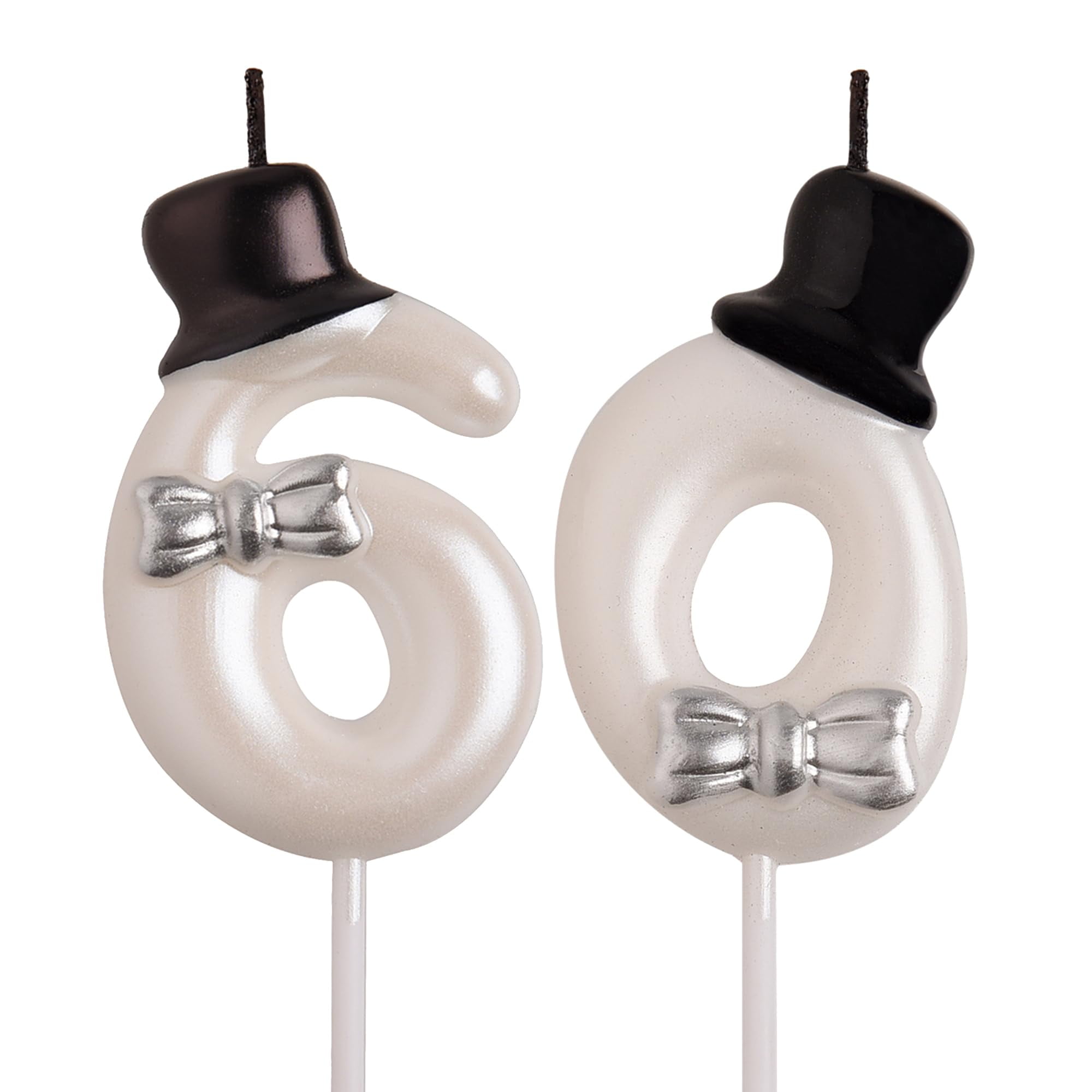 AOOLADA 60th Birthday Candles, White 60 Year Old Number Birthday ...