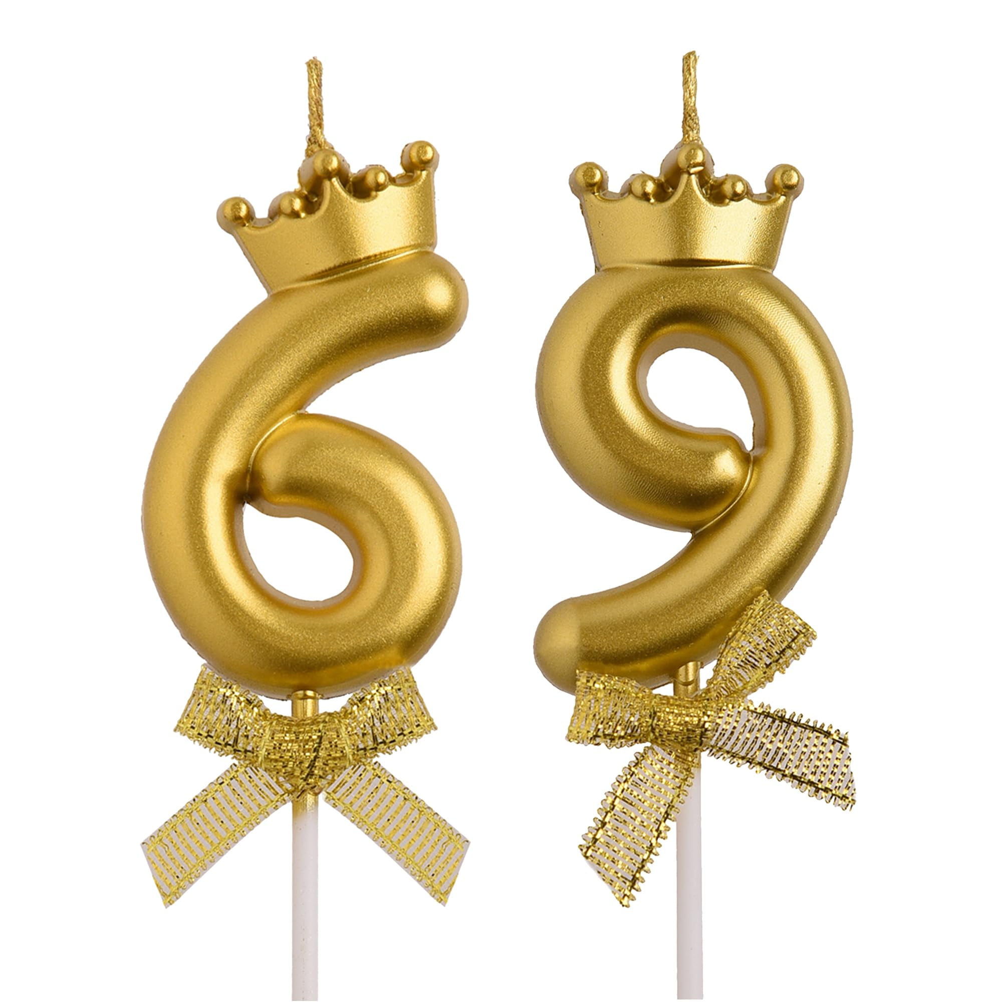 AOOLADA 69th 96th Birthday Candles, Gold 96 69 Year Old Cake Topper ...