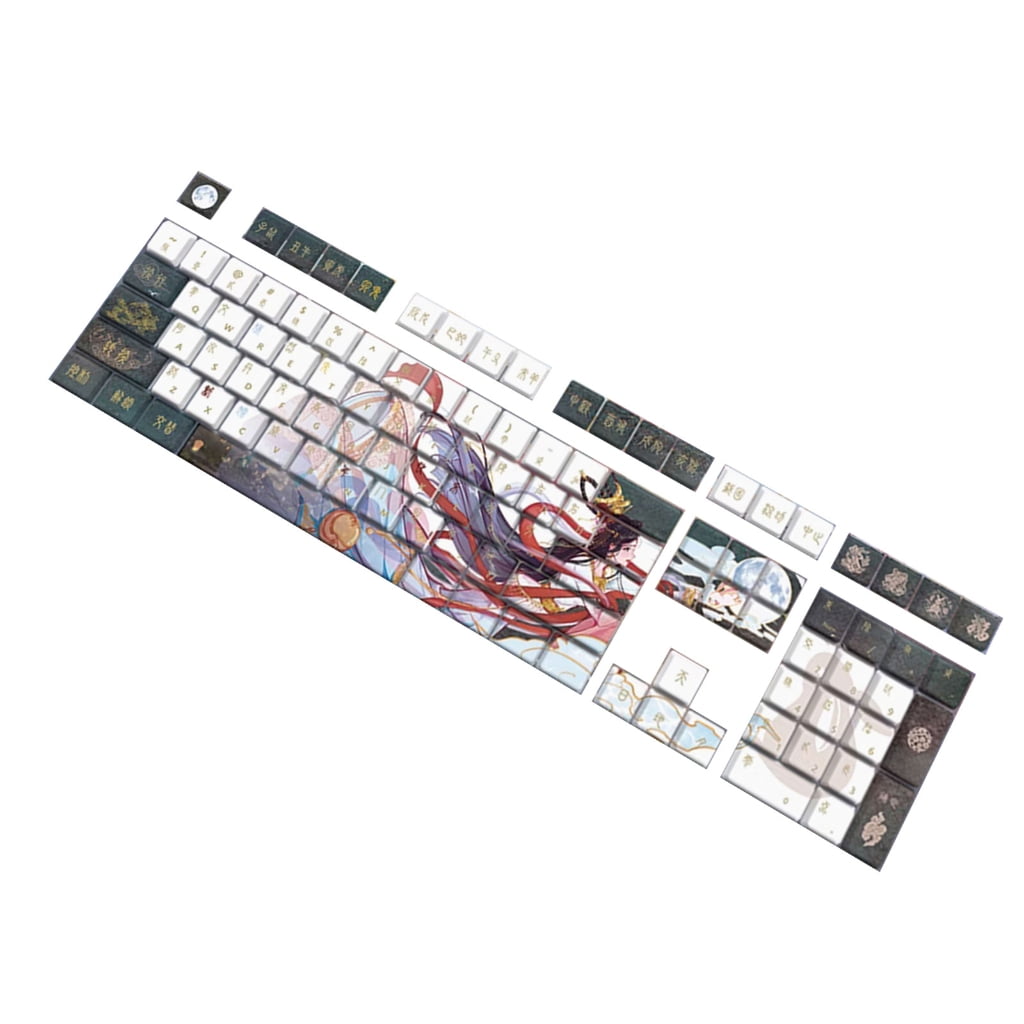 AOOOWER 108 Key Keycap Set with Unique Chinese Designing Keycaps 5 Side ...