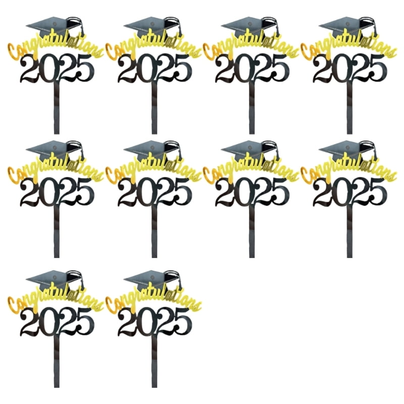AOOOWER 10PCS Metallic Graduation Hat Cake Toppers Academic Hat Cake ...