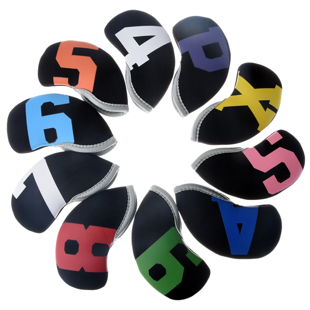 AOOOWER 10Pc Waterproof Neoprene Golf Putter Cover Golf Iron Head Cover ...