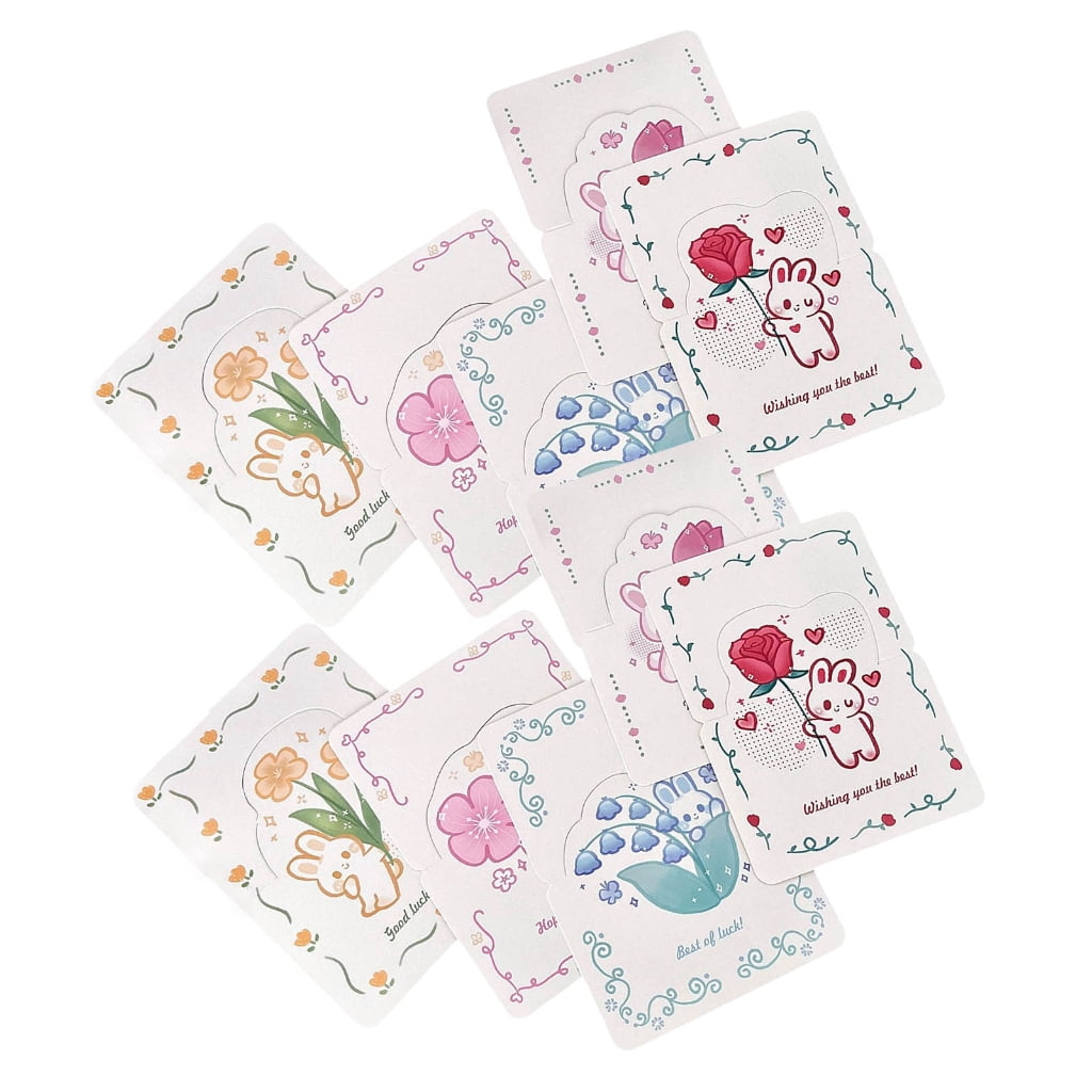 AOOOWER 10pcs Cartoon Floral Bunnies Small Message Cards for Birthdays ...