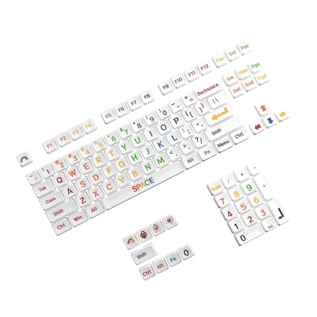 AOOOWER 113 Keys XDA Profile Rainbow Color Large Fonts Keycaps ...